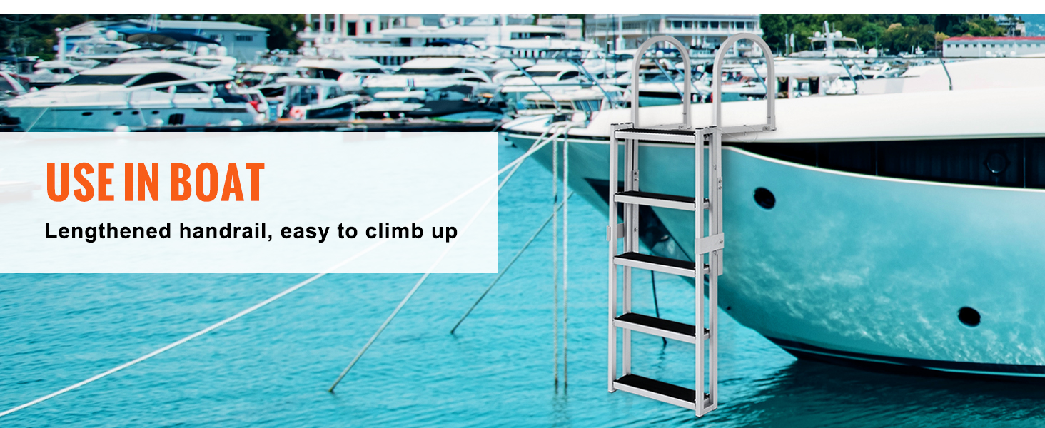 VEVOR Dock Ladder, Retractable 5 Steps, 350 lbs Load Capacity, Aluminum ...