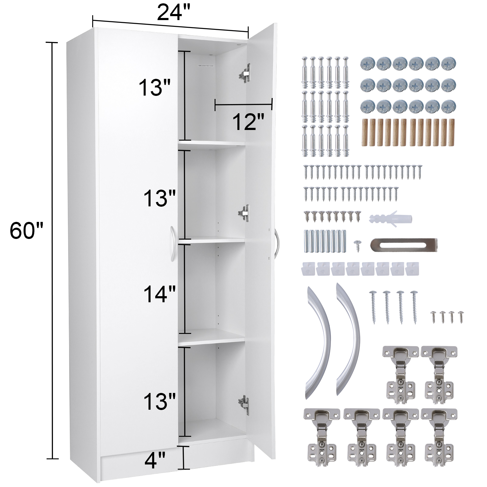 VEVOR Kitchen Pantry Cabinet 60" Tall Food Pantry Storage Cabinet 110LB ...