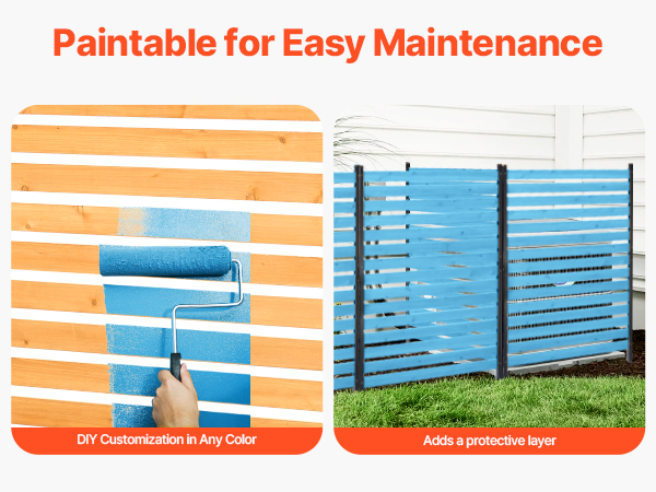 Wood Privacy Fence 1 Panel Slatted Air Conditioner Fence 39" W x 61" L ...