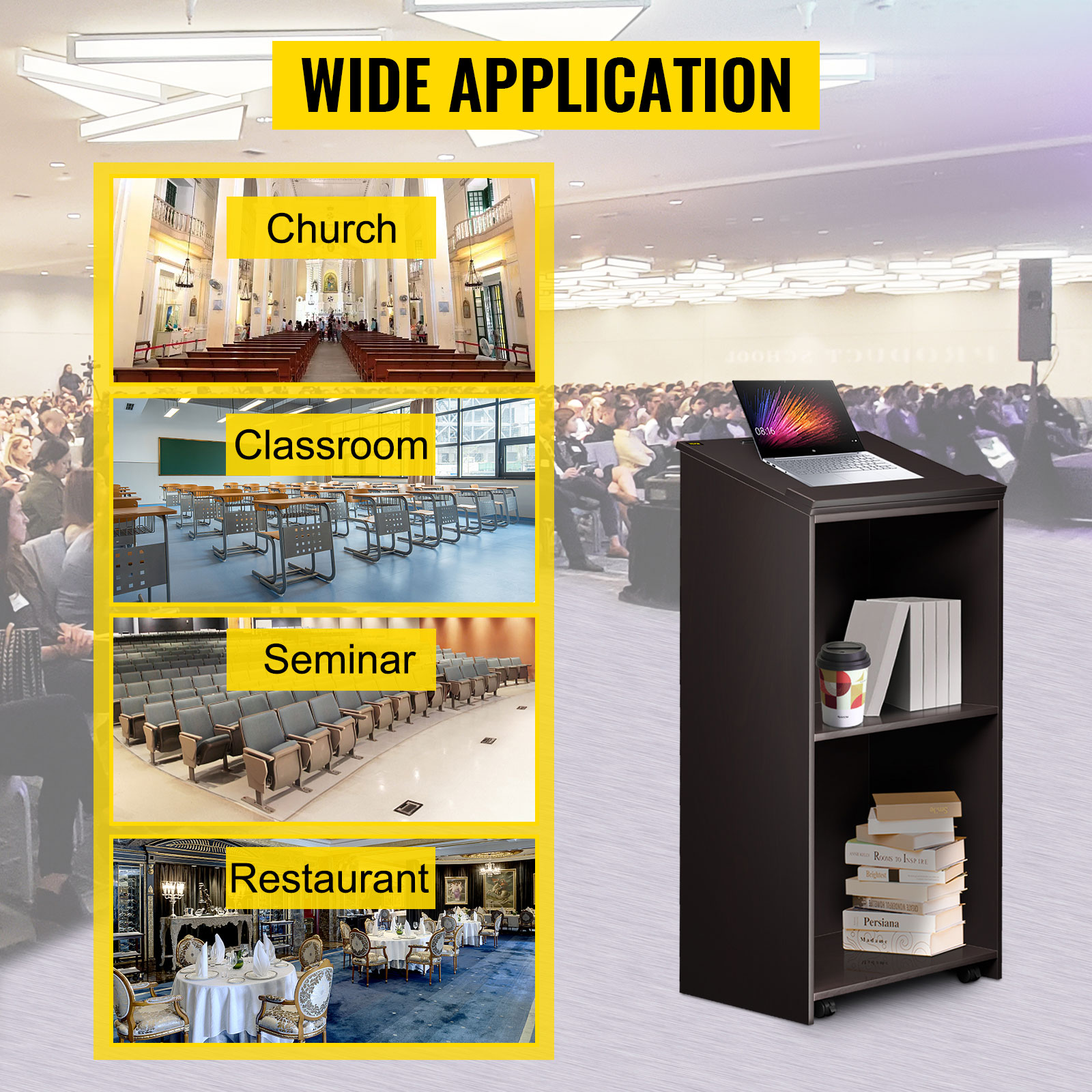 VEVOR hoge lessenaar lessenaar 4 wielen mobiele schrijfplank zwart ...