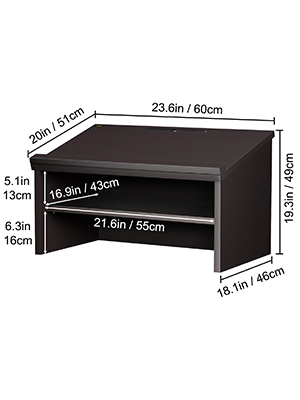 VEVOR Table Top Lectern, 23.6" x 19.3", Tabletop Podiums w/Open Storage ...