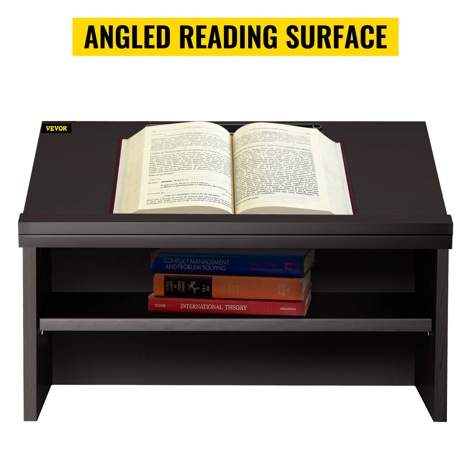 VEVOR Table Top Lectern Wooden Tabletop Podium w/ Shelf for Churches ...