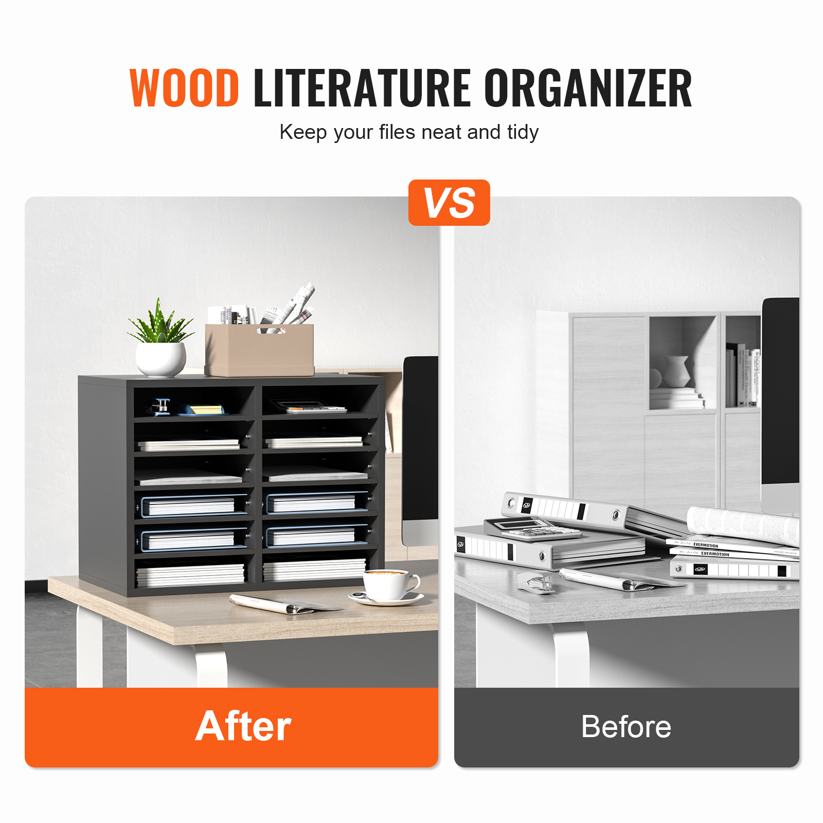 Wood Literature Organizer Adjustable File Sorter 5/12/24/36 ...