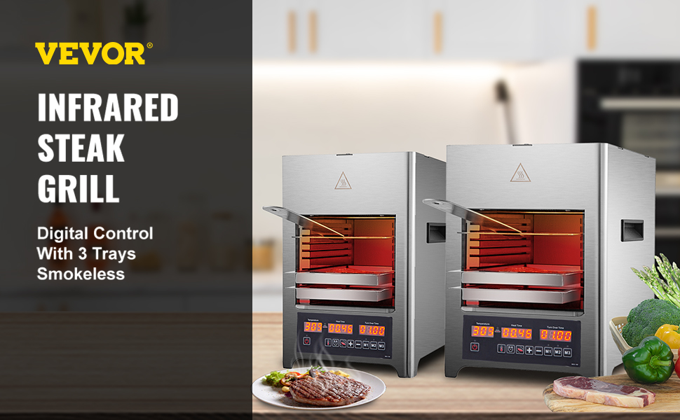 Vevor Steak Broiler Infrared Steak Grill Broiler With 3 Trays Electric ...