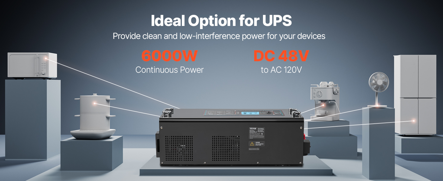 6000W Pure Sine Wave Inverter Charger DC 48V to AC 120V Power Inverter ...