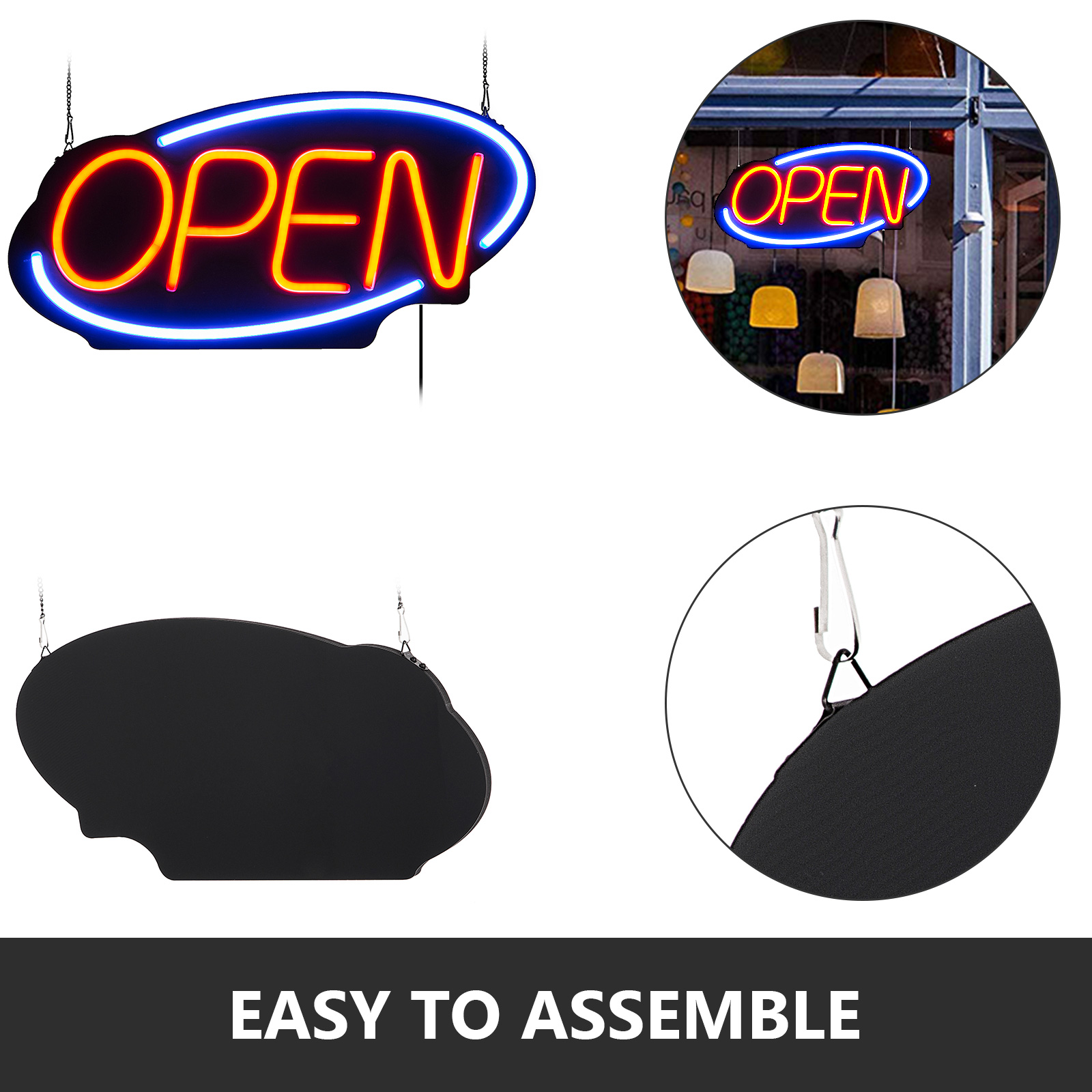 VEVOR Sign Open 24x11.8 inch Neon Open Sign 30W Led Open Sign Vertical ...