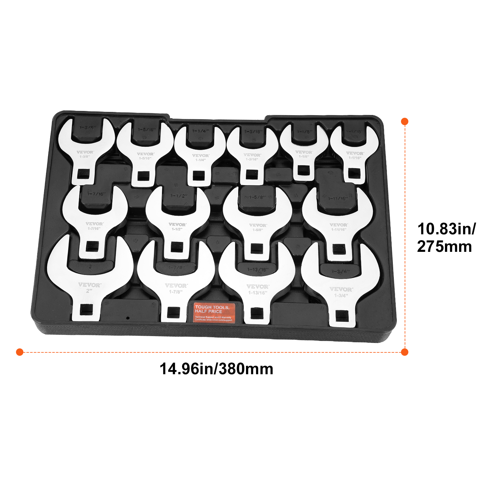 Mophorn Crowfoot Wrench Set, 1/2" Drive 14-Piece SAE (1-1/16" - 2 ...