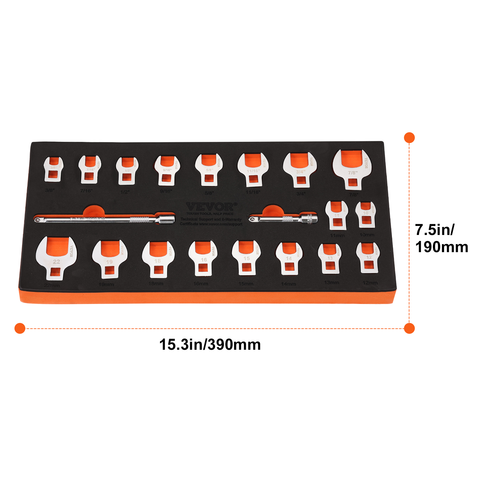 Mophorn Crowfoot Wrench Set, 3/8" Drive 20-Piece Crows Foot Wrench Set ...