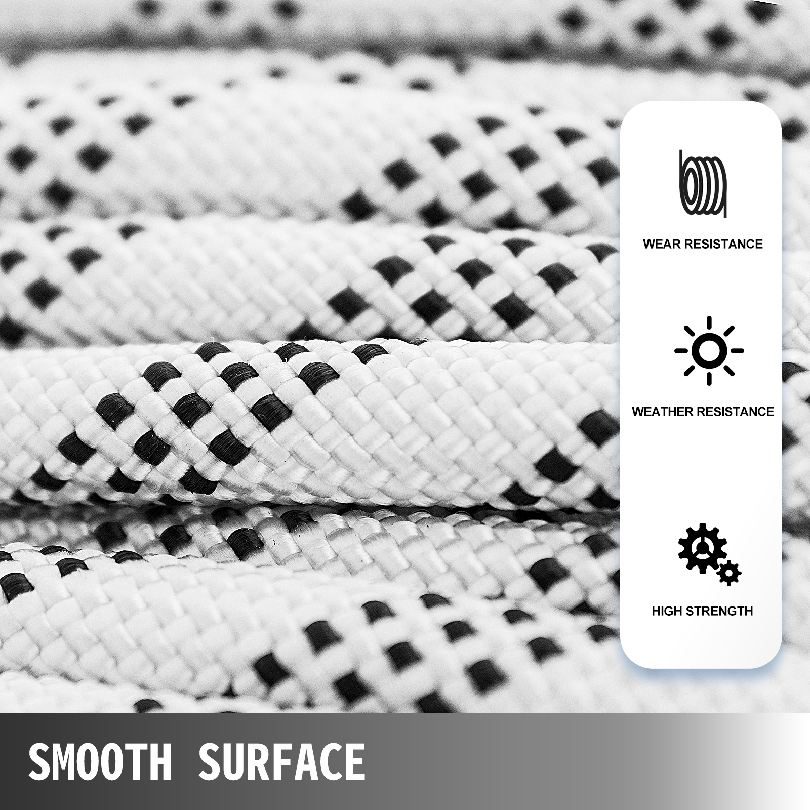 Dynamic Climbing Rope Nylon 35m 9.5mm Climbing White With Black | VEVOR US