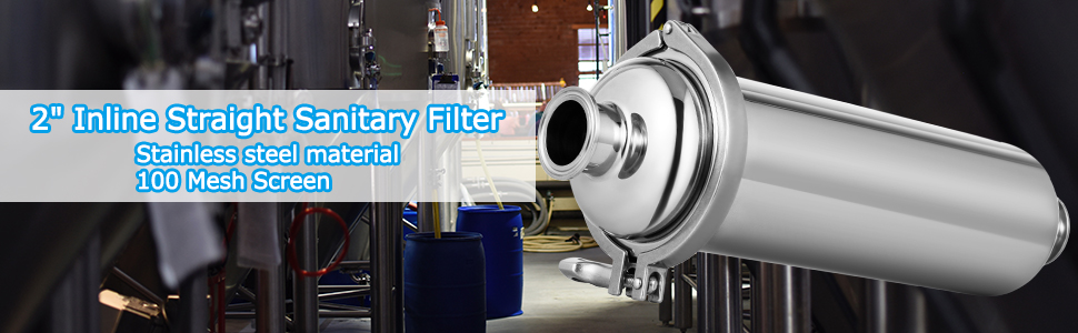 100 mesh Stainless Steel Sanitary Strainer 2'' Filter Straight Type ...