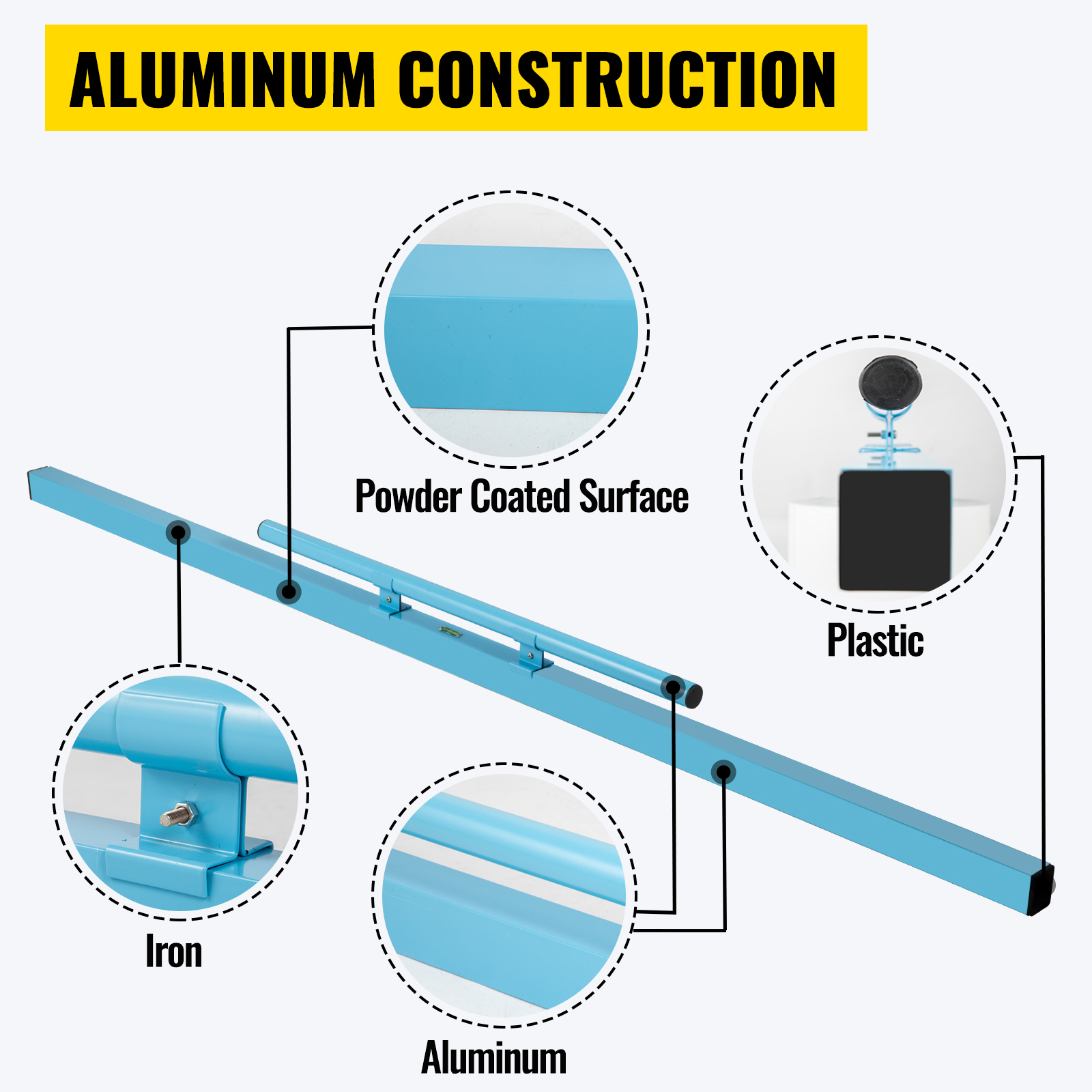 VEVOR Combo Concrete Screed, 72" Aluminum Screed Board, Concrete Screed ...