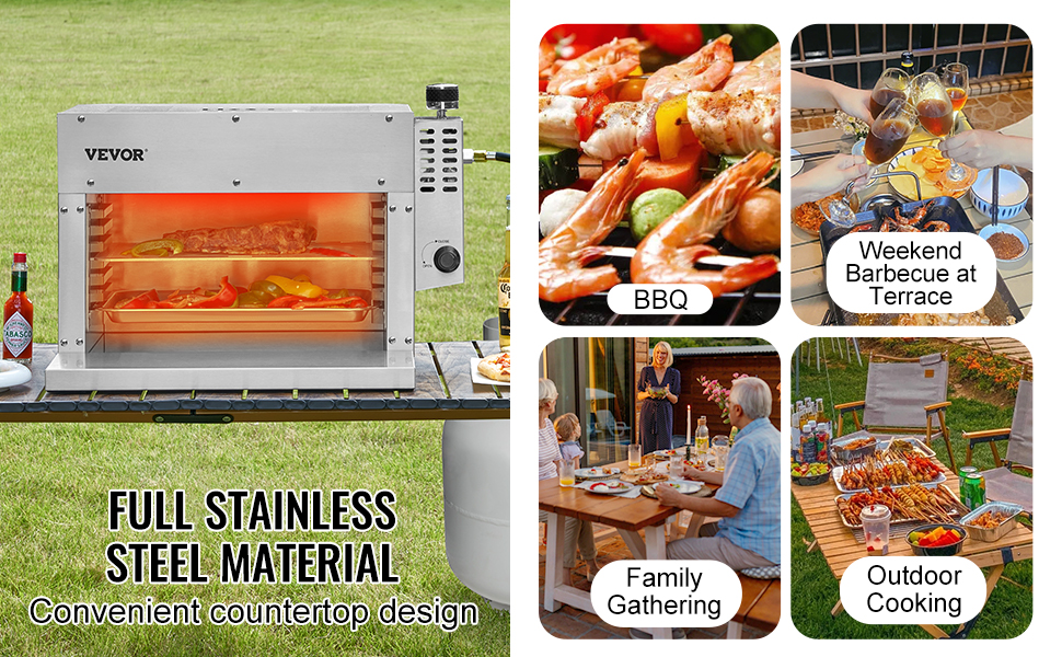 VEVOR Propane Steak Grill 1500°F Portable Infrared Broiler for Outdoor ...