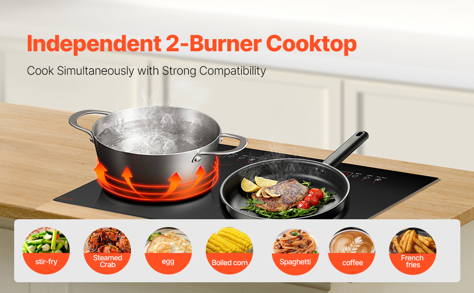1800W 2 Burner Induction Cooktop Electric Countertop Burner Touch ...
