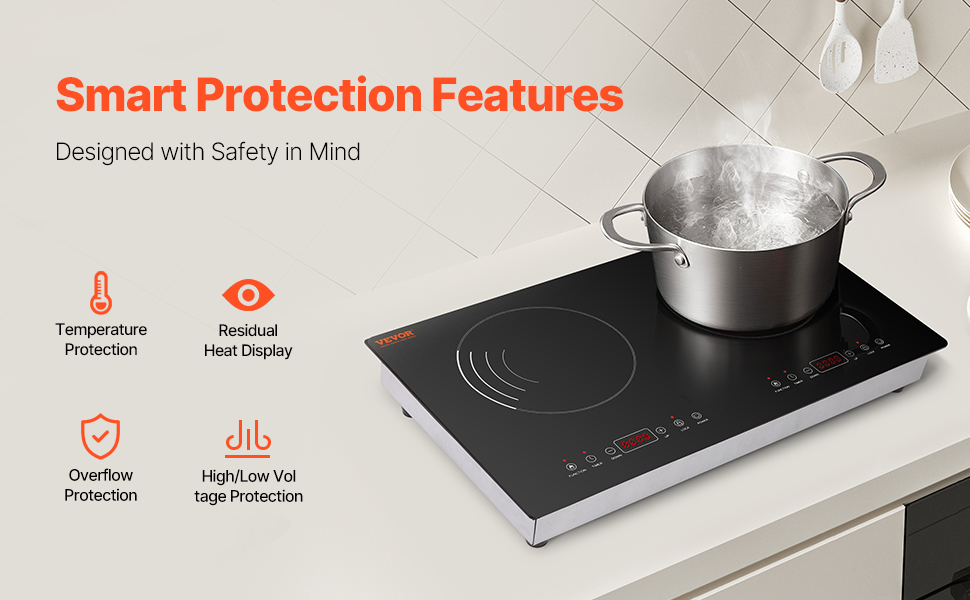 VEVOR Induction Cooktop 24" 2 Burner Electric Countertop Burner Touch ...