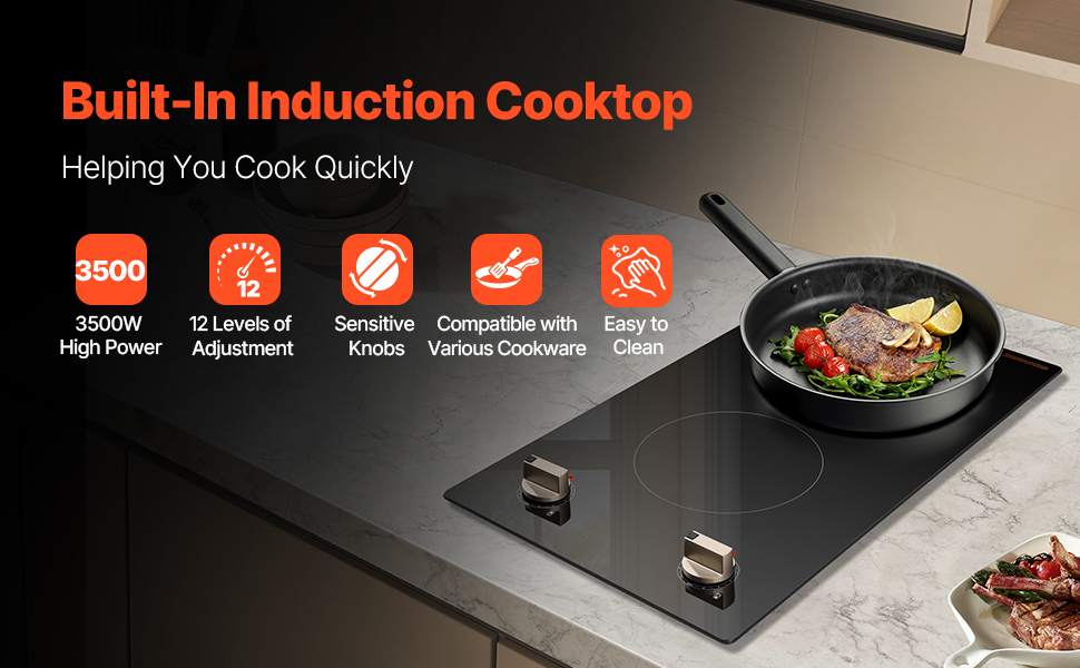 3500W 2 Burner Induction Cooktop Electric Countertop Burner Knob ...