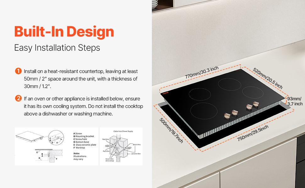 6600W 4 Burner Induction Cooktop Electric Countertop Burner Knob ...