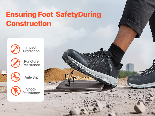 VEVOR Steel Toe Shoes for Men US Size 11 Wide Athletic Work Shoe ...