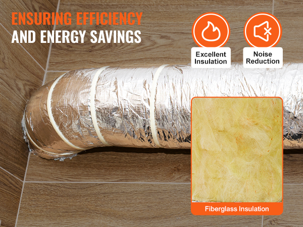 VEVOR Dryer Vent Hose, 5'' Insulated Flexible Duct 25FT Long with 2 ...