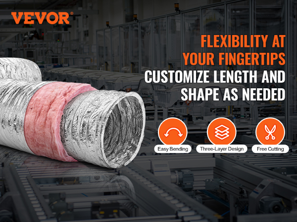 VEVOR Dryer Vent Hose, 152.4MM Insulated Flexible Duct 7.62M Long with ...