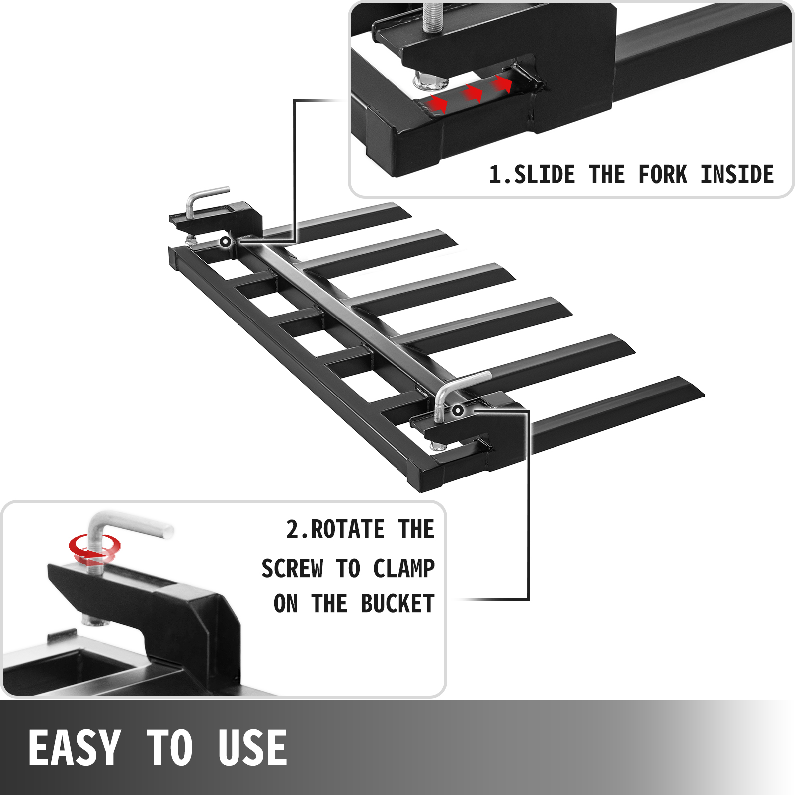 60" Clamp On Debris Forks Tractor Skid Steer Loader Attachment Heavy ...