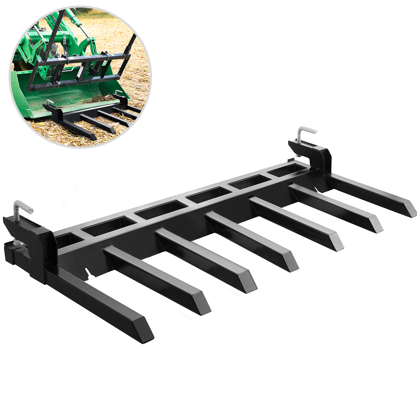 72" Clamp Debris Forks Tractor Skid Steer Loader Bucket Pallet Forks ...