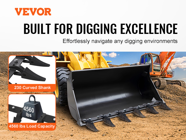VEVOR Bucket Tooth Bar, 48'', Heavy Duty Tractor Bucket 6 Teeth Bar for ...