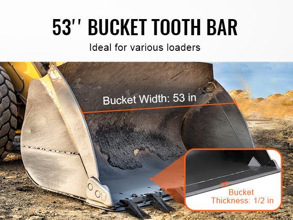 VEVOR Bucket Tooth Bar, 1300 mm, Heavy Duty Tractor Bucket Teeth Bar ...
