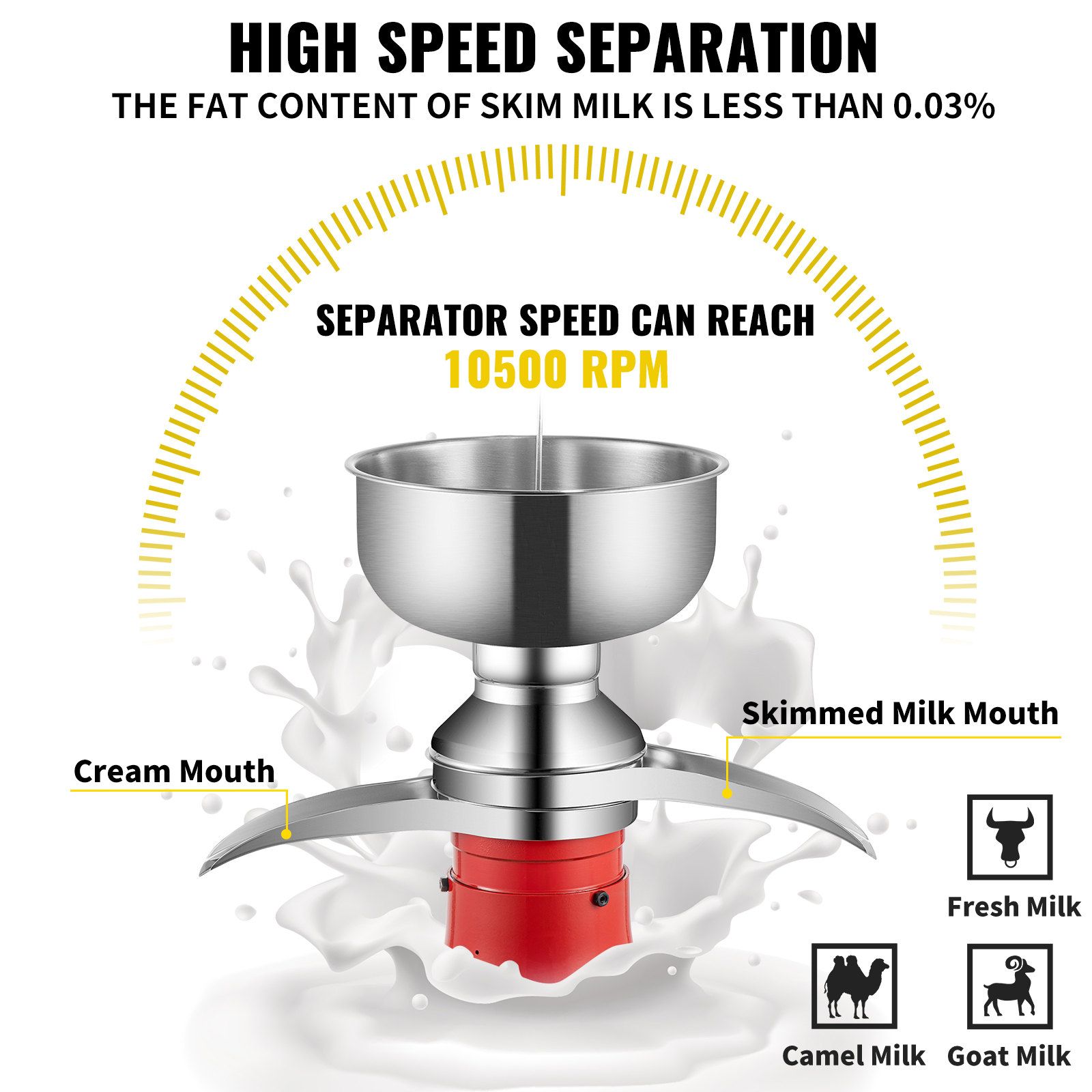 Vevor Milk Cream Centrifugal Separator Electric Cream Separator 25gal/h ...