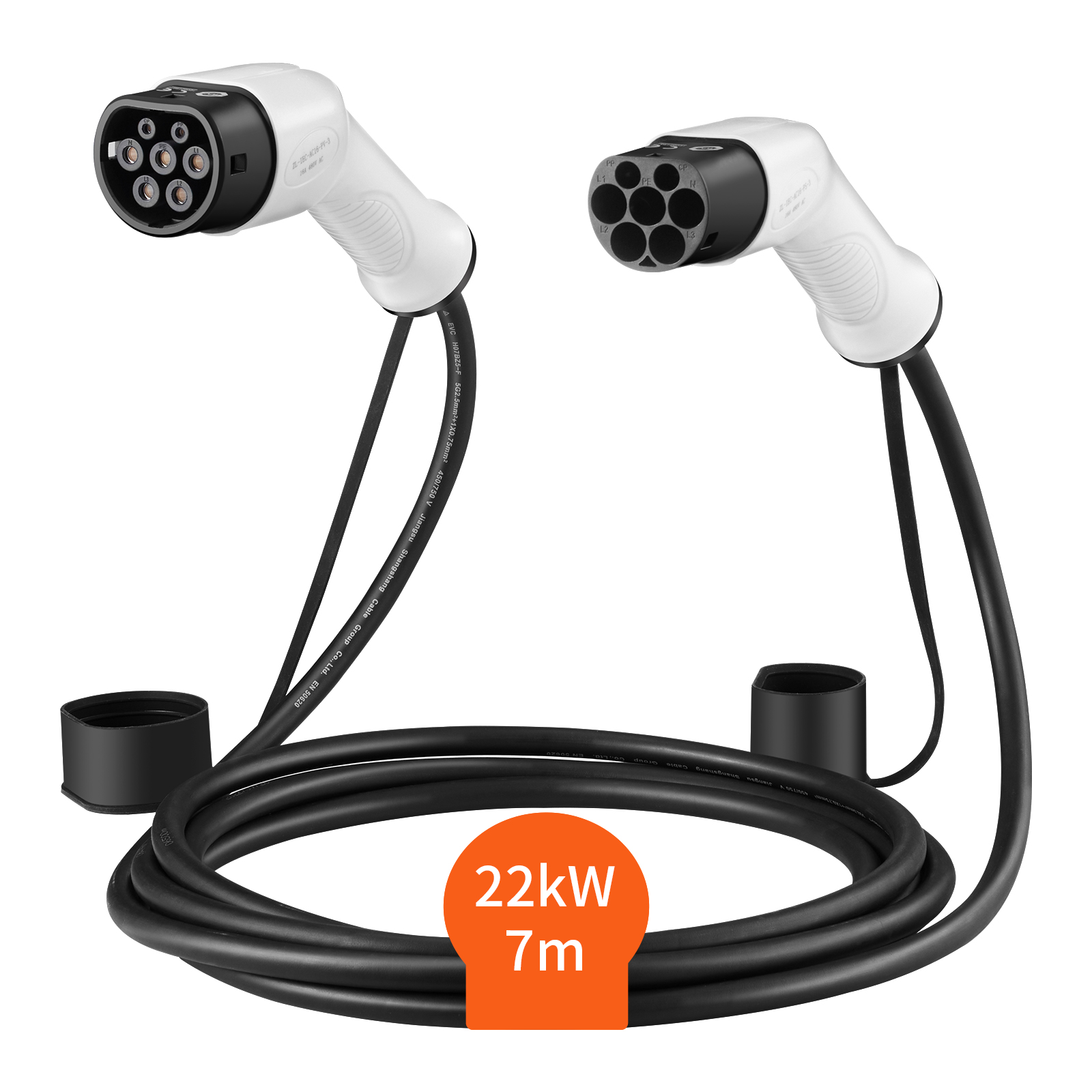 VEVOR Type 2 to Type 2 EV Charging Cable, 32Amp, 22kW 7 Meters Three ...