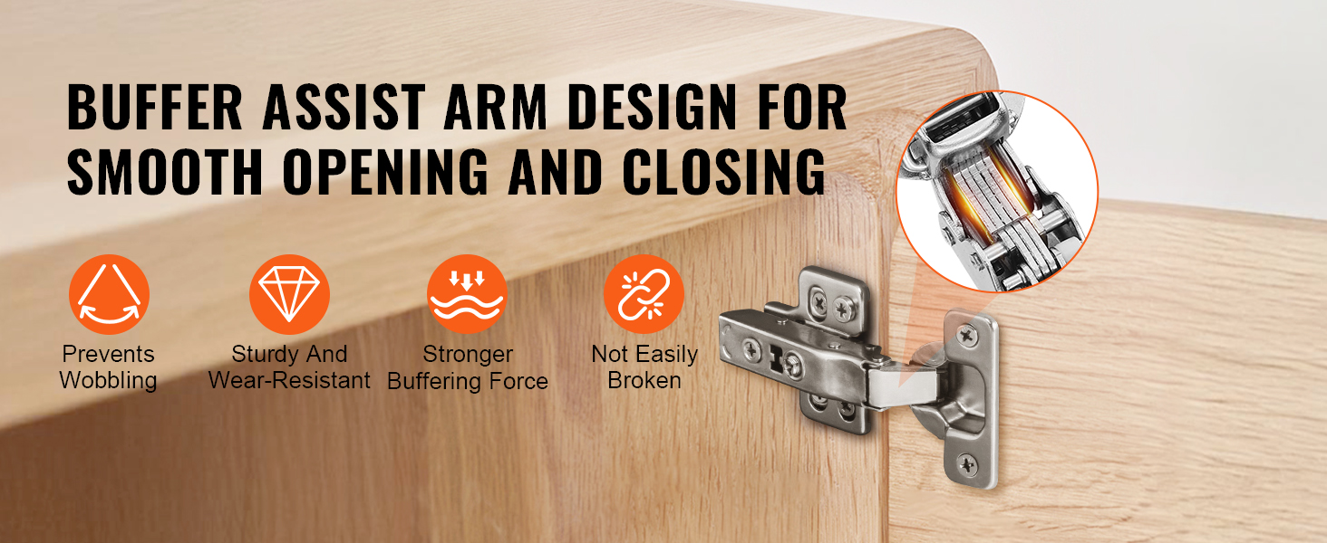 VEVOR Cabinet Door Hinges 40 Packs Full Overlay Soft Close for ...