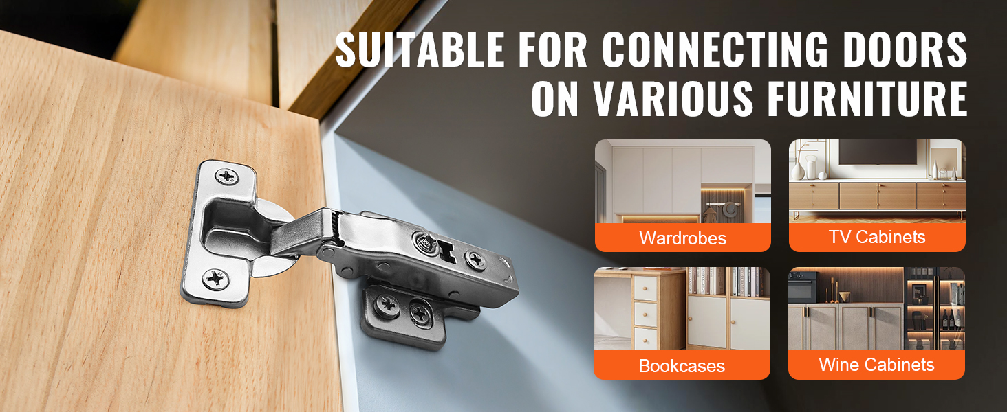 VEVOR Cabinet Door Hinges 40 Packs Full Overlay Soft Close for ...