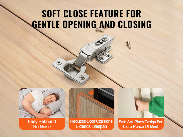 VEVOR Cabinet Door Hinges 60 Packs Full Overlay Soft Close for ...