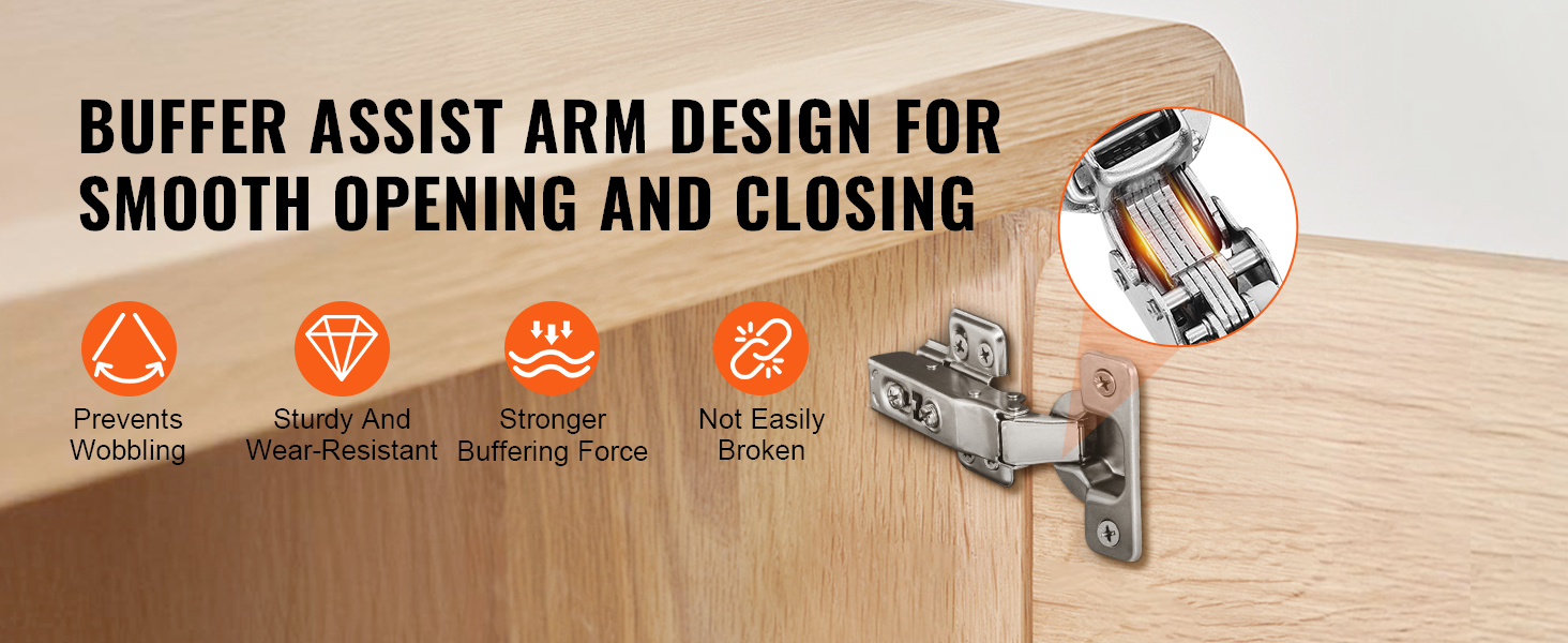 VEVOR Cabinet Door Hinges 60 Packs Full Overlay Soft Close for ...