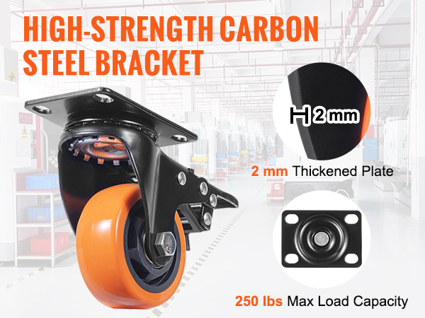 VEVOR Caster Wheels, 3-inch Swivel Plate Casters, Set of 4, with ...