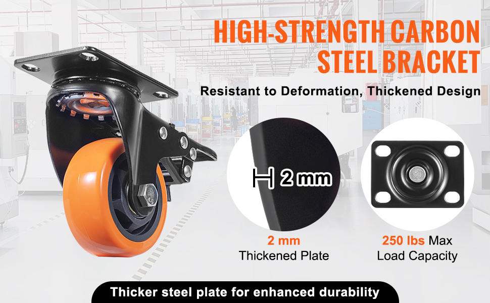 VEVOR Caster Wheels, 3-inch Swivel Plate Casters, Set of 4, with ...