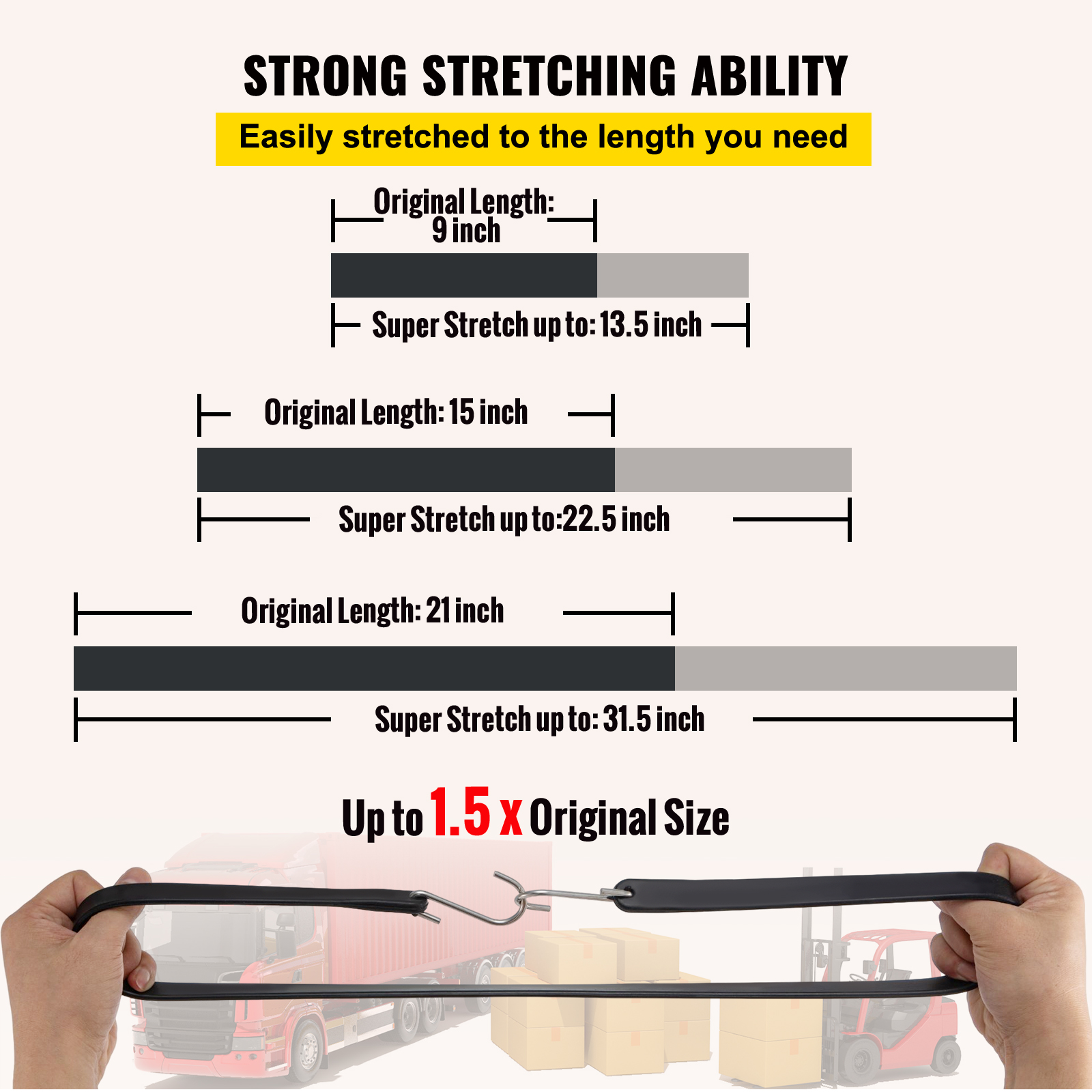 VEVOR Bungee Cords Natural Rubber Trap Straps 53 Pack 21"/31"/41" w/ S ...