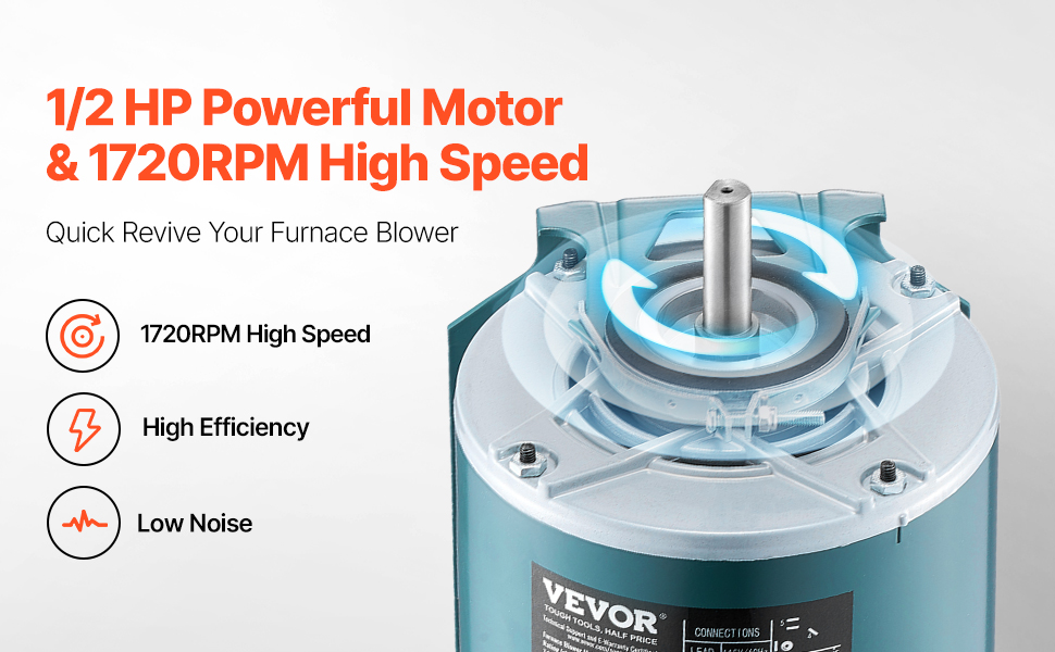 1/2HP Furnace Blower Motor 1720RPM 115V 7.1A 0.78" Shaft Length CW/CCW ...