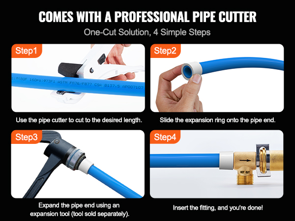 VEVOR PEX Pipe 3/4 Inch, 100 Feet Length PEX-A Flexible Pipe Tubing for ...