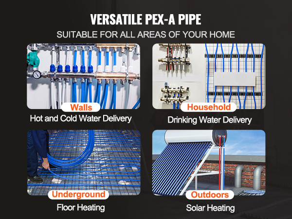 VEVOR PEX Pipe 3/4 Inch, 100 Feet Length PEX-A Flexible Pipe Tubing for Potable Water, Pex Water ...
