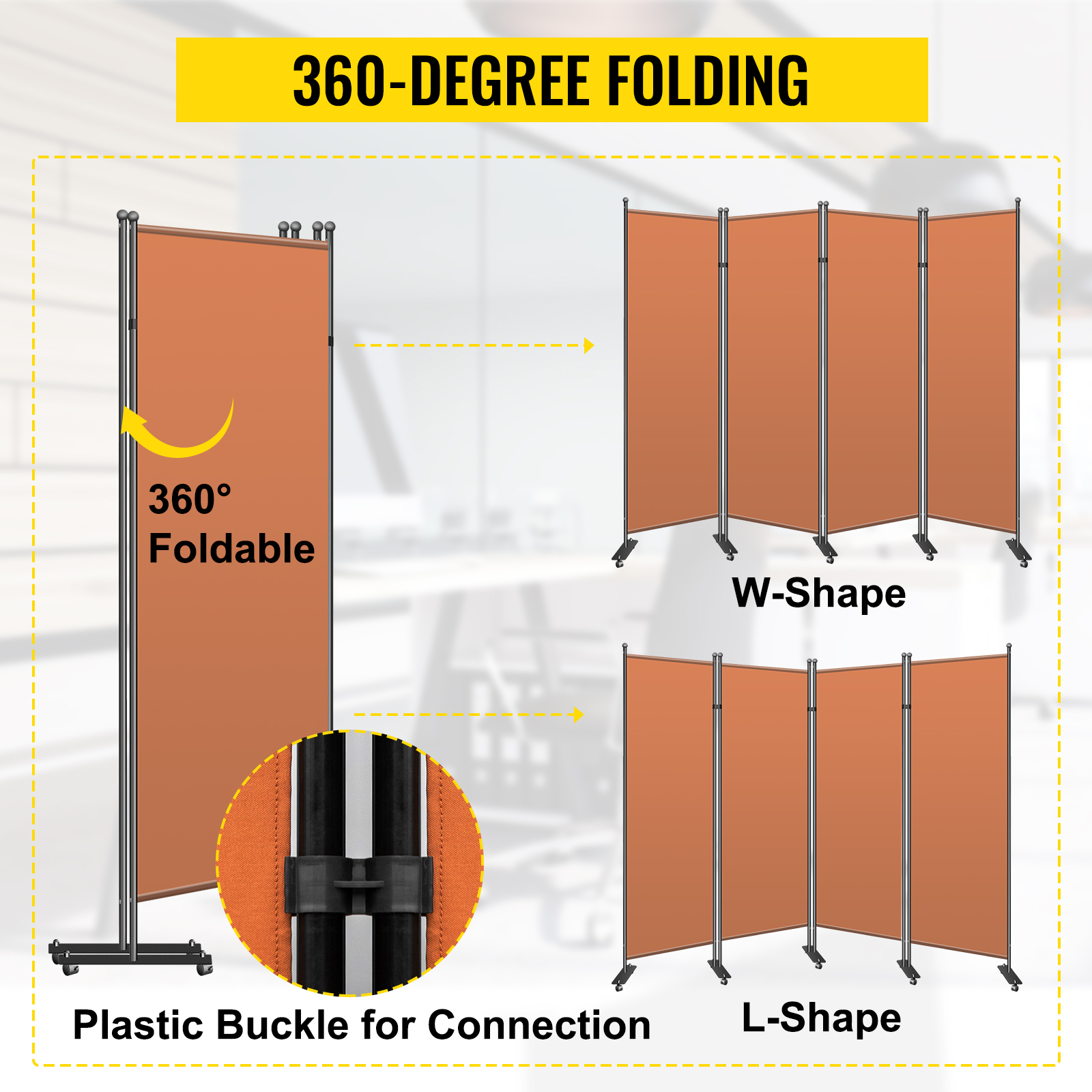 VEVOR Office Partition Room Divider Wall 102"x71" 3-Panel Office ...