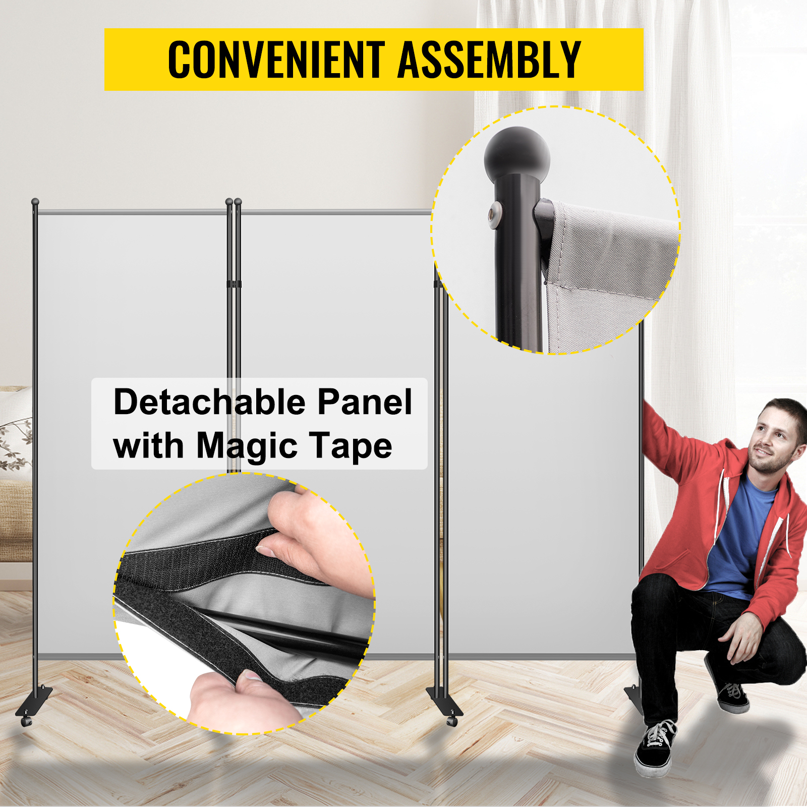 VEVOR Office Partition 102" W x 14" D x 71" H Room Divider 3-Panel ...