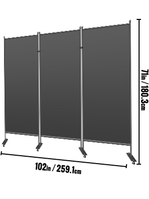 VEVOR Office Partition 102" W x 14" D x 71" H Room Divider Wall 3-Panel ...
