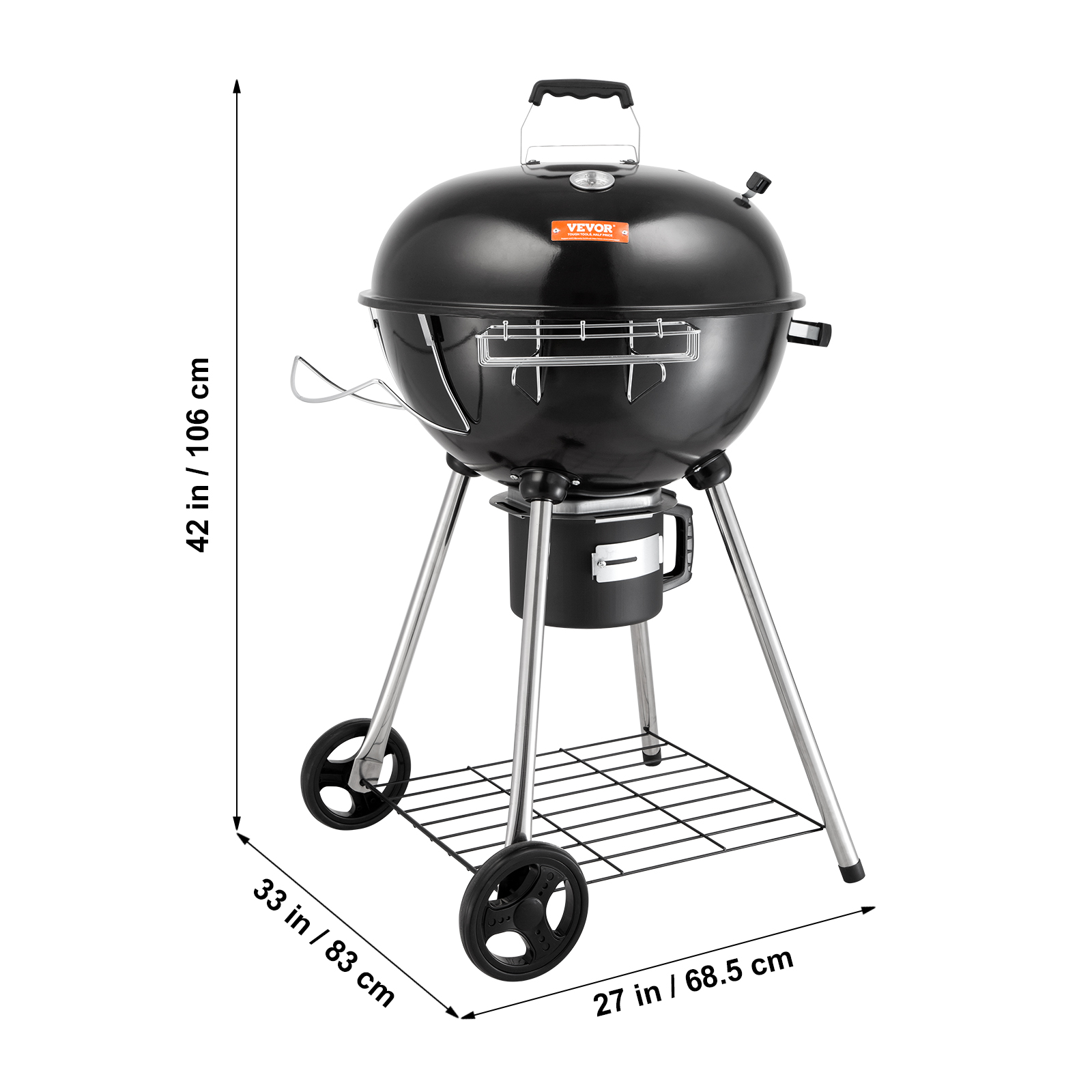 VEVOR Barbecue a Charbon de Bois Grill 56x56 cm Barbecue Rond sur Pied ...
