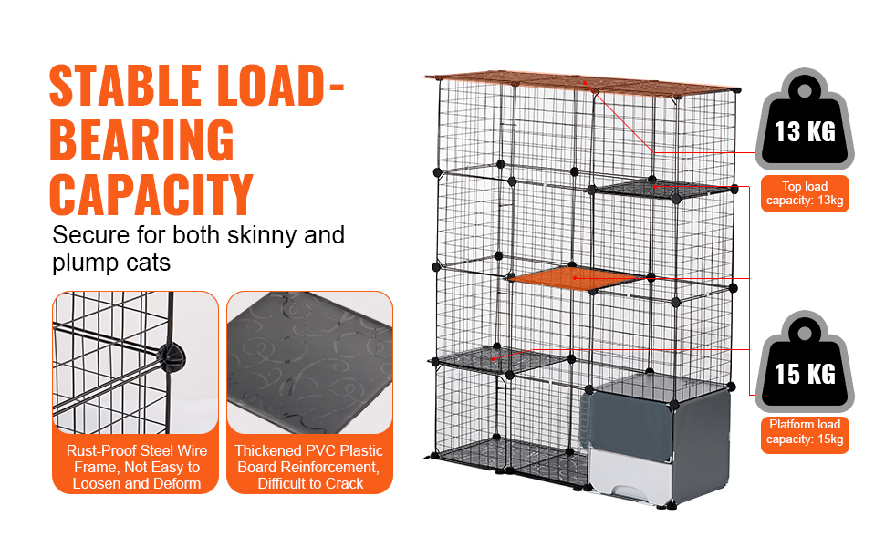 Large 4-tier Cat Cage 41 x 14 x 55" Metal Wire Cat Enclosure with ...