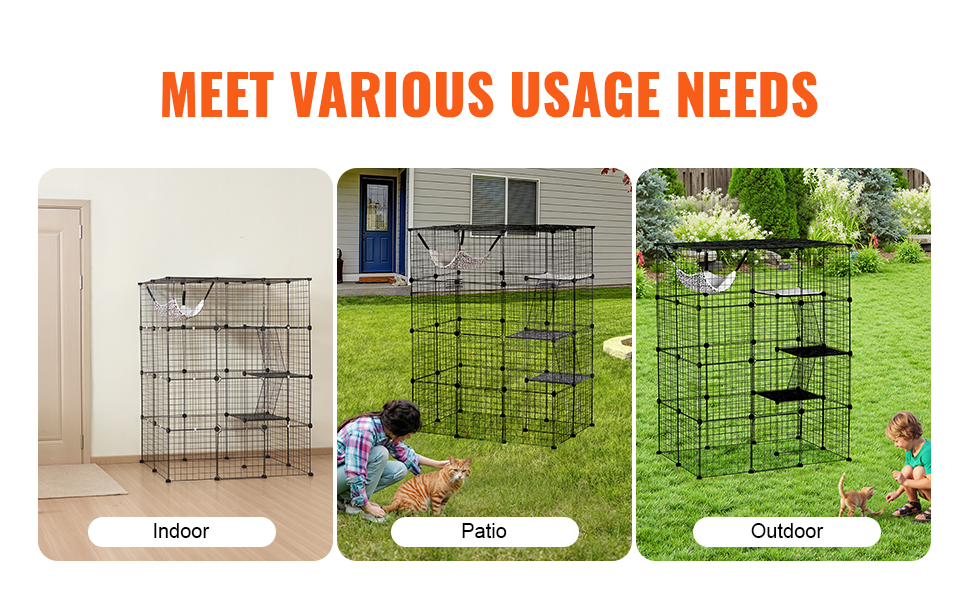 VEVOR Large 4-tier Cat Cage 41 x 28 x 55" Metal Wire Cat Enclosure with ...