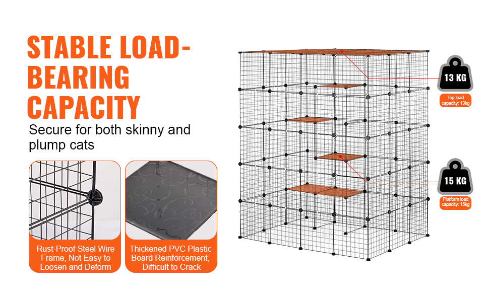 Large 4-tier Cat Cage 54 x 41 x 69" Metal Wire Cat Enclosure with ...