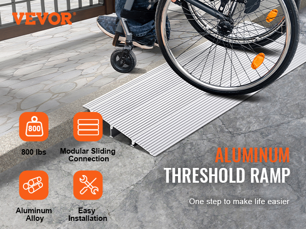 VEVOR Door Threshold Ramp, 3" Rise, 800 lbs Load Capacity, Door Ramp ...