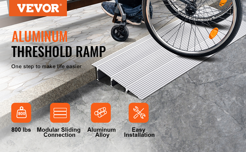 VEVOR Door Threshold Ramp, 3" Rise, 800 lbs Load Capacity, Door Ramp ...
