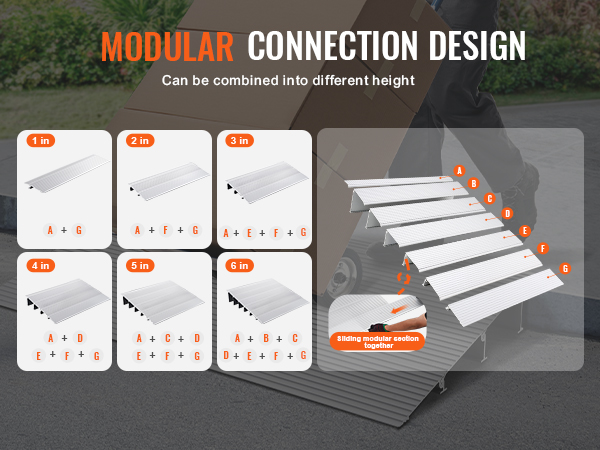 VEVOR Door Threshold Ramp, 3" Rise, 800 lbs Load Capacity, Door Ramp ...