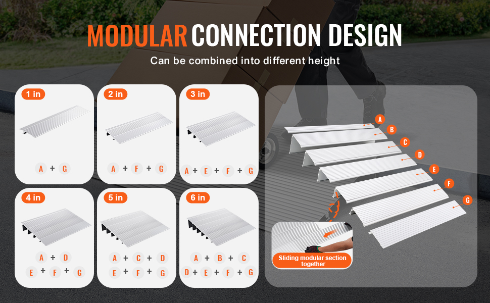 VEVOR Door Threshold Ramp, 3" Rise, 800 lbs Load Capacity, Door Ramp ...